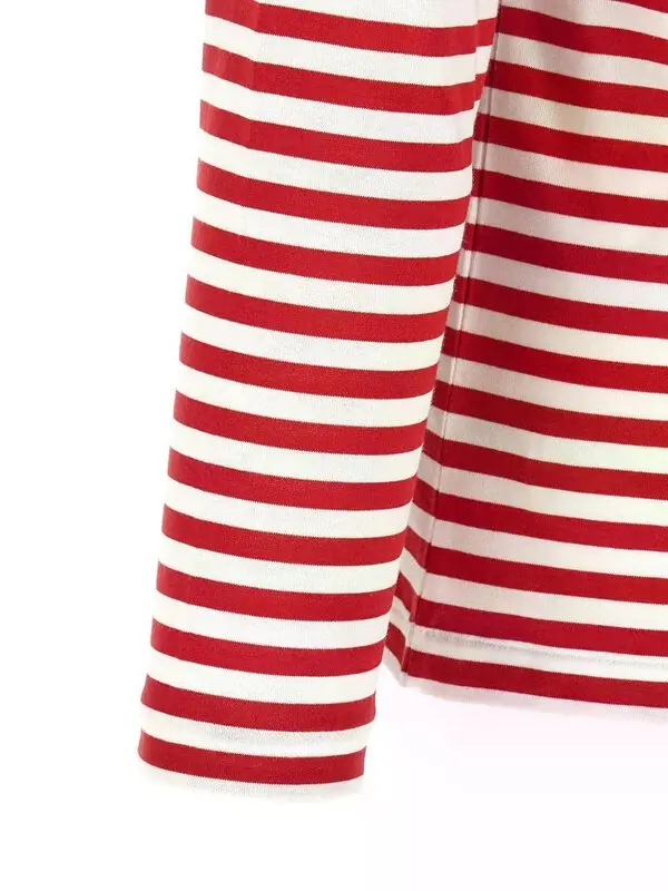 Play Comme Des Garcon Striped Logo-patch T-shirt