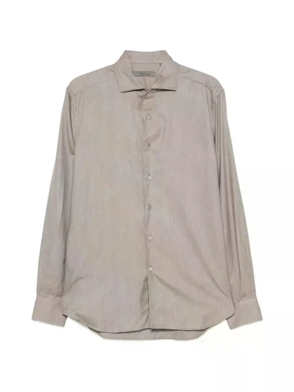 Corneliani Herringbone-pattern Long-sleeve Shirt
