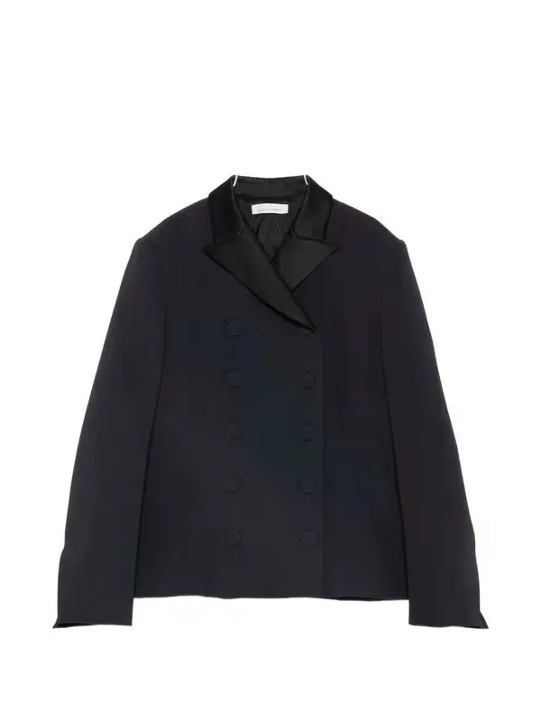 Liviana Conti Double-breasted Satin-trim Jacket - Blue