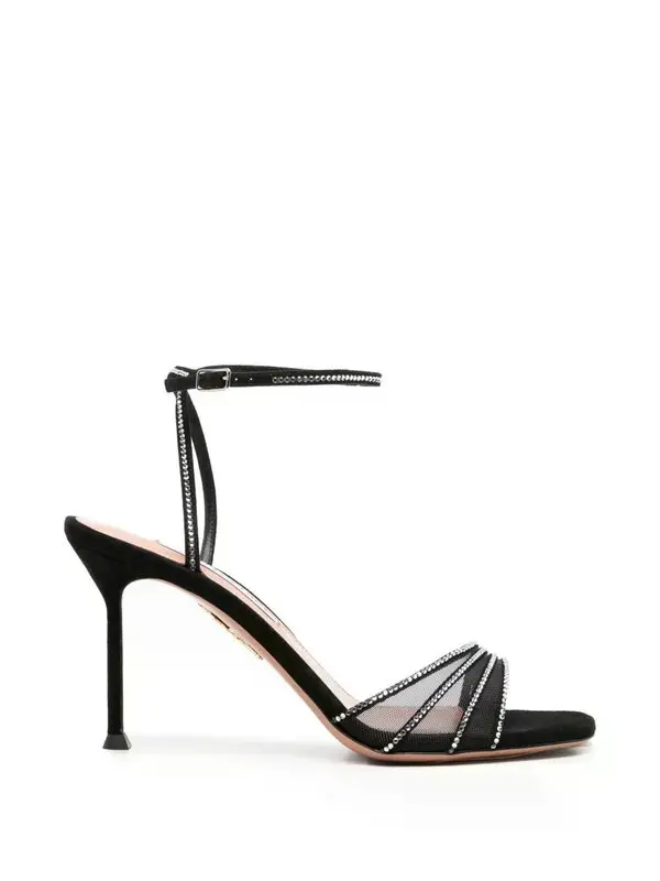 AQUAZZURA Crystal-embellished Mesh Sandals - Black