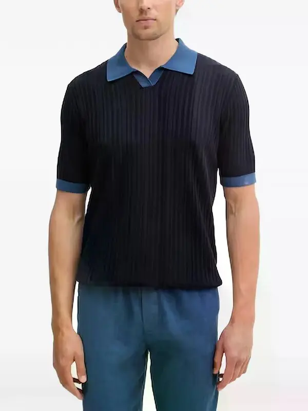 BENETTON Ribbed-knit Polo-collar T-shirt
