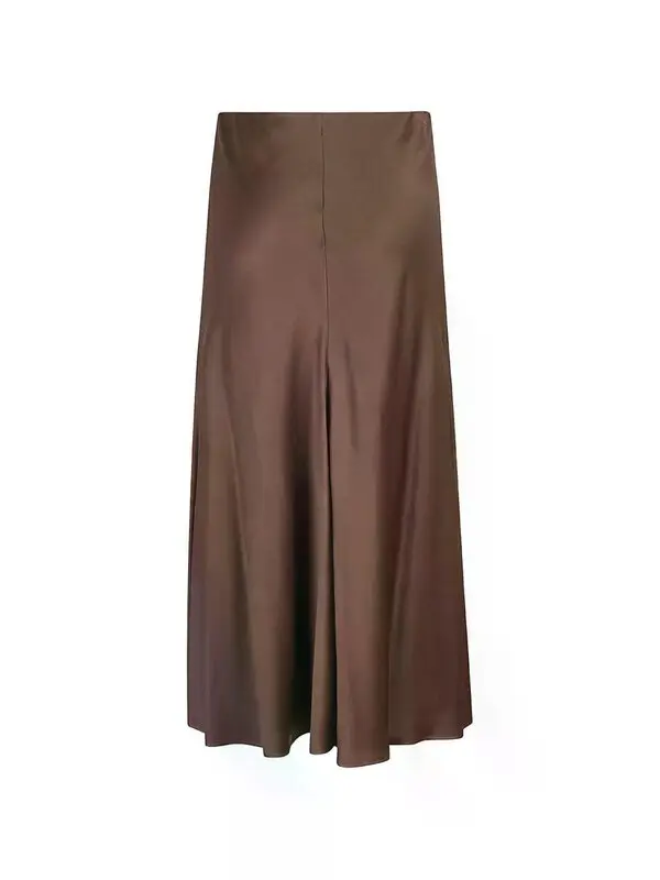 Brunello Cucinelli Satin-finish A-line Maxi Skirt - Brown
