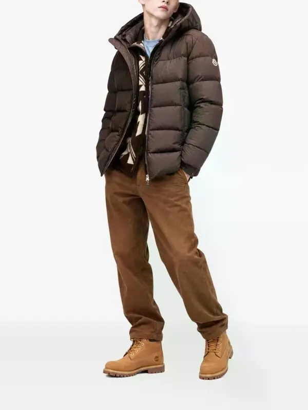 Moncler Logo-print Hooded Puffer Jacket - Brown