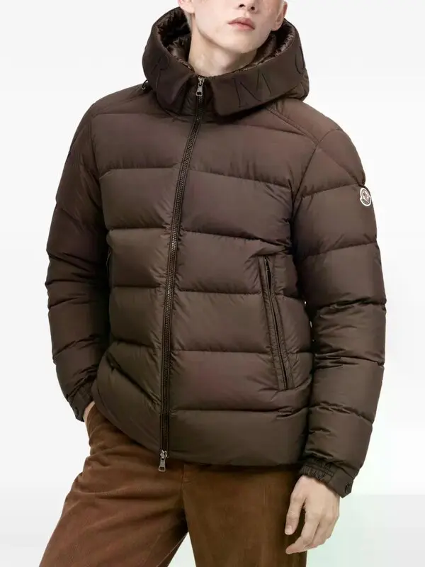 Moncler Logo-print Hooded Puffer Jacket - Brown