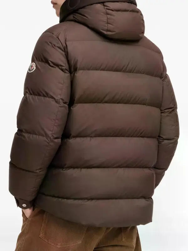 Moncler Logo-print Hooded Puffer Jacket - Brown