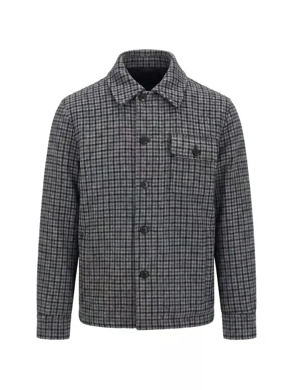 Moncler Check-pattern Button-up Jacket - Grey