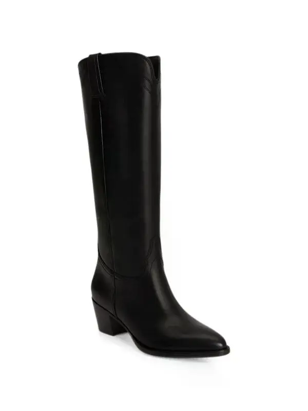 Ralph Lauren Harpher Stitched Leather Boots - Black