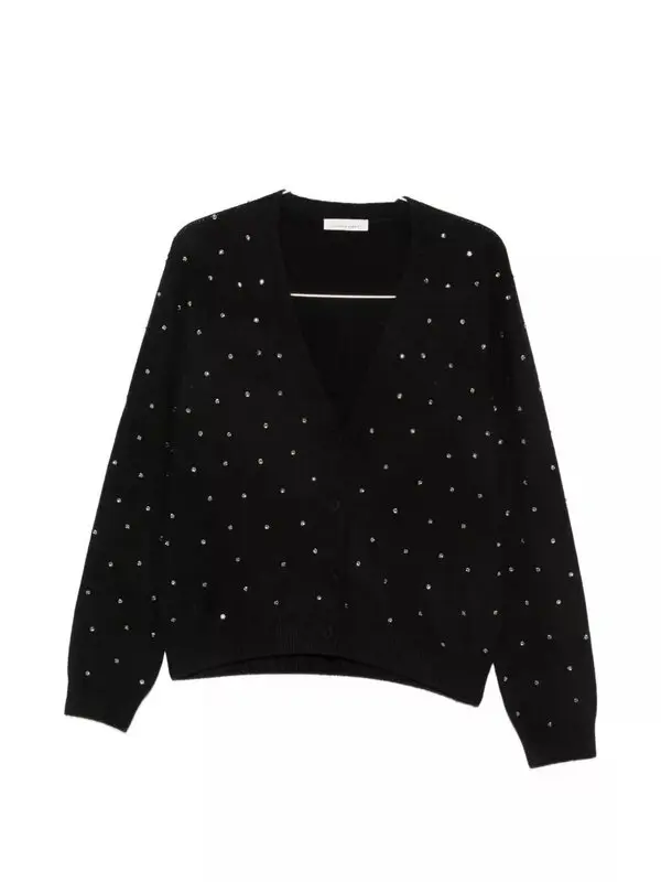 Liviana Conti Crystal-embellished V-neck Cardigan - Black