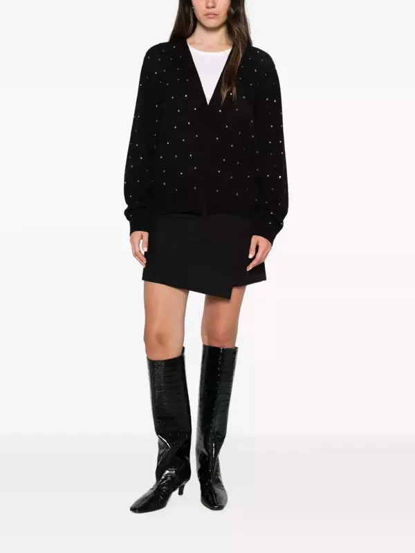 Liviana Conti Crystal-embellished V-neck Cardigan - Black