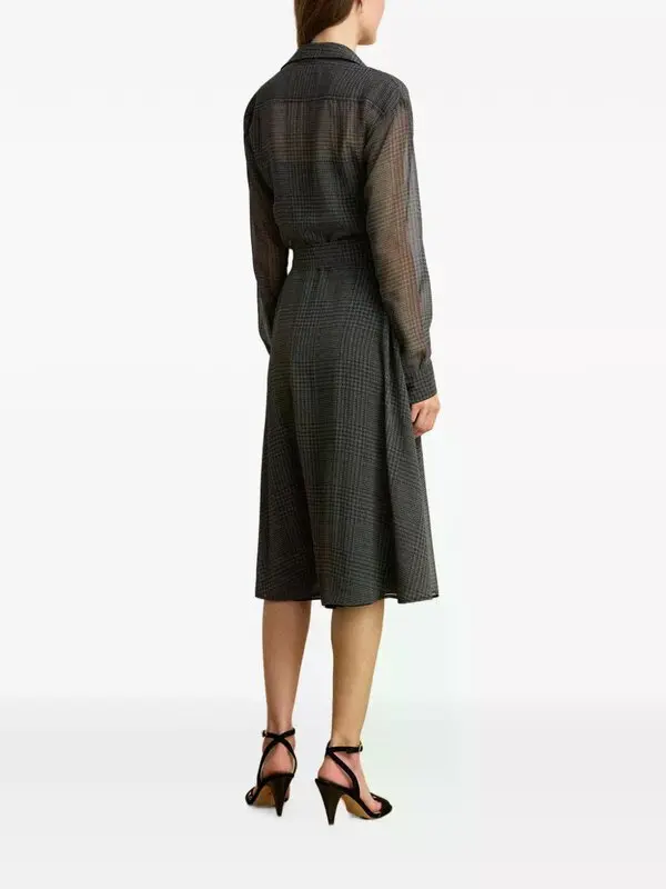 Ralph Lauren Houndstooth-print Belted Midi Dress
