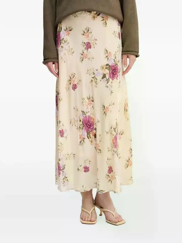BENETTON Floral-print Flared Midi Skirt