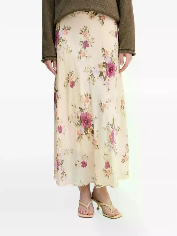 BENETTON Floral-print Flared Midi Skirt