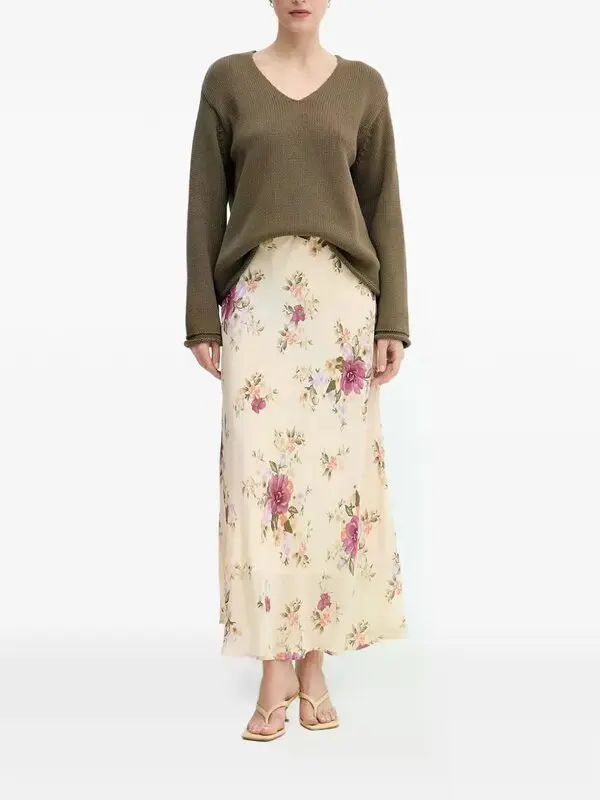 BENETTON Floral-print Flared Midi Skirt