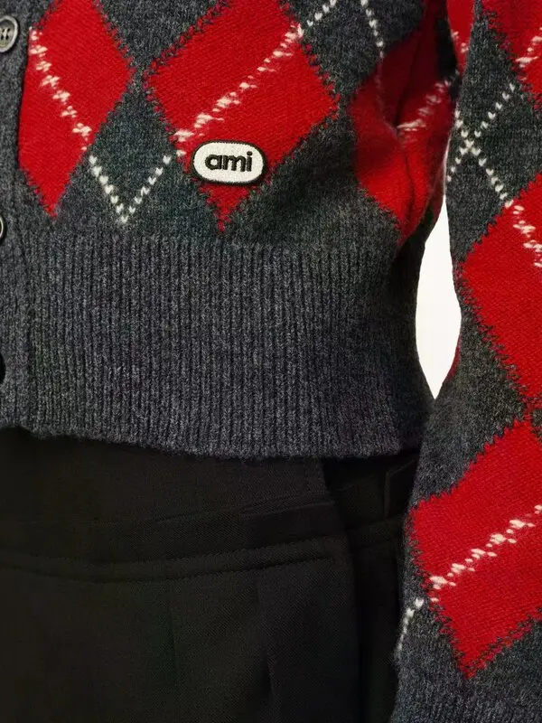 AMI Paris Wool Cardigan In Argyle
