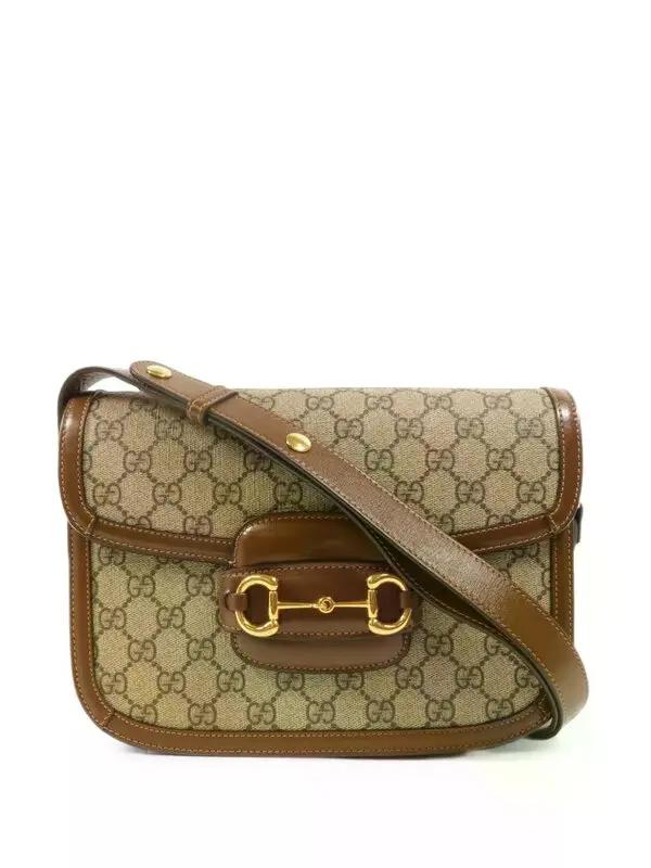 Gucci 1955 Medium Gg Horsebit Supreme Shoulder Bag - Neutrals