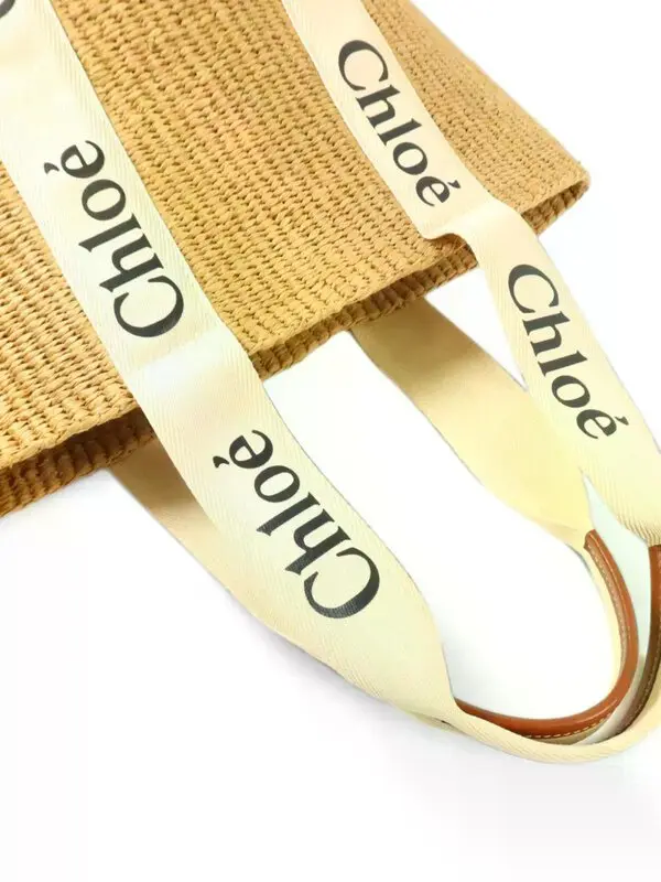 Chloé Large Woody Raffia Shoulder Bag