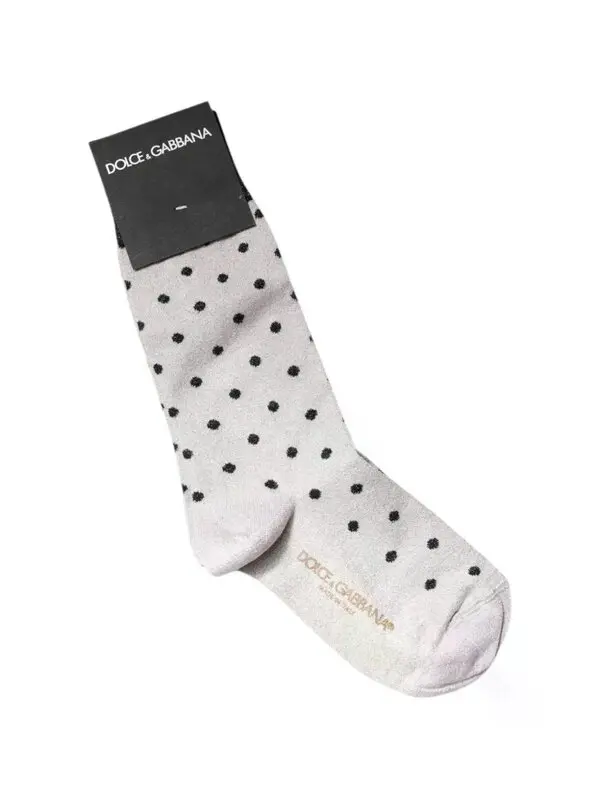 Dolce & Gabbana Gray Viscose Stretch Dotted Socks - Grey