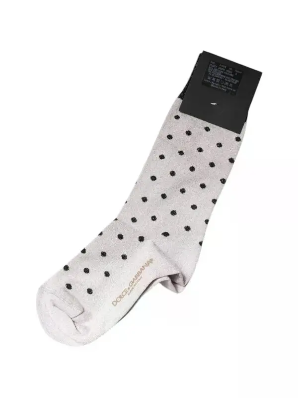 Dolce & Gabbana Gray Viscose Stretch Dotted Socks