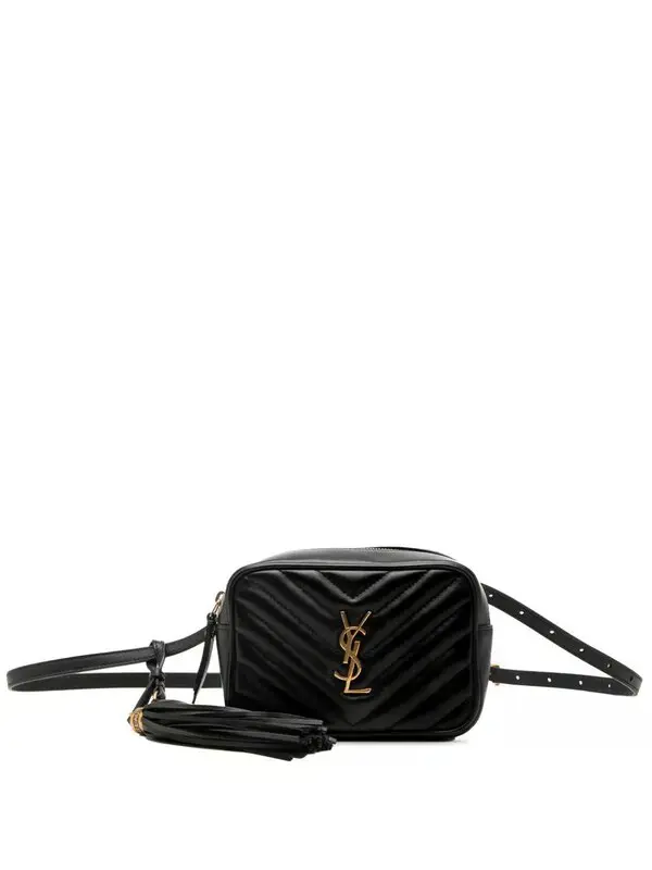 Saint Laurent 2018 Chevron Calfskin Monogram Tassel Lou Belt Bag - Black