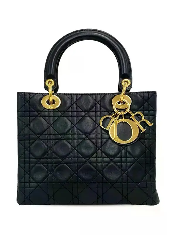 Dior 2010-2026 Medium Calfskin Cannage Lady Handbag - Black