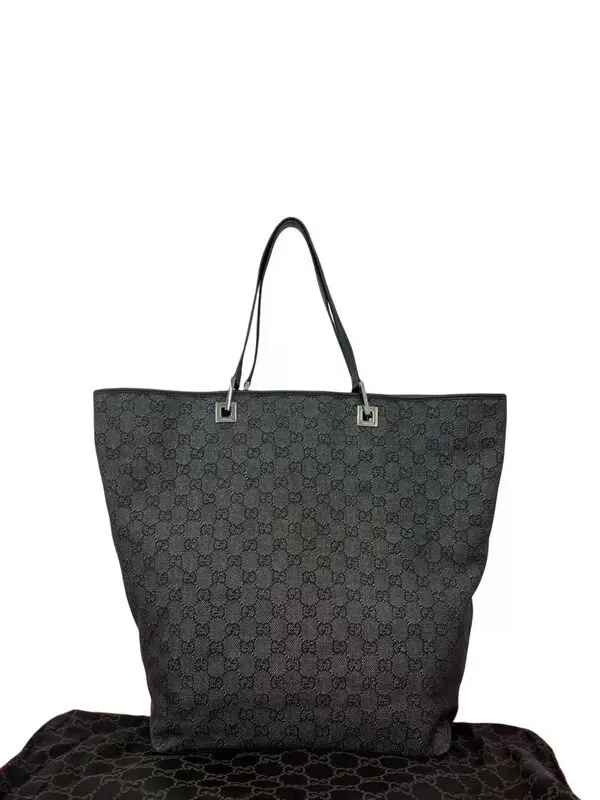 Gucci 1990-2000 Large Gg Canvas Shopper Tote Bag - Black