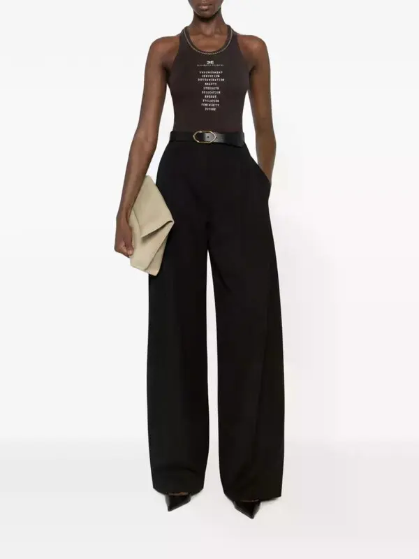 Elisabetta Franchi Chain-link Ribbed-knit Top