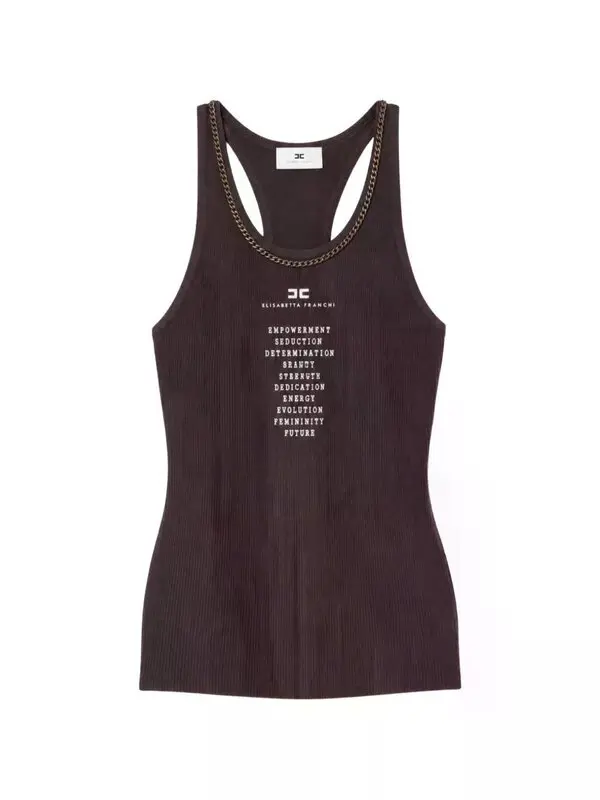 Elisabetta Franchi Chain-link Ribbed-knit Top - Brown
