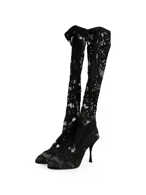 Dolce & Gabbana Taormina Floral-lace Knee-high Boots