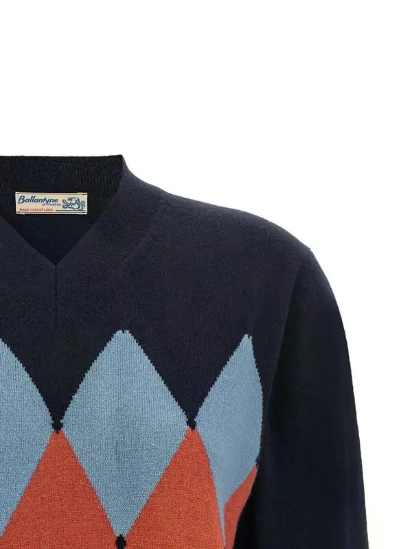 BALLANTYNE Argyle V-neck Sweater