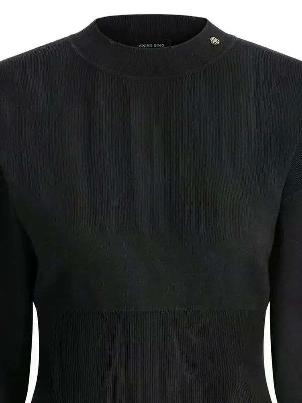 ANINE BING Imane Ribbed-knit Crew-neck Sweater - Black