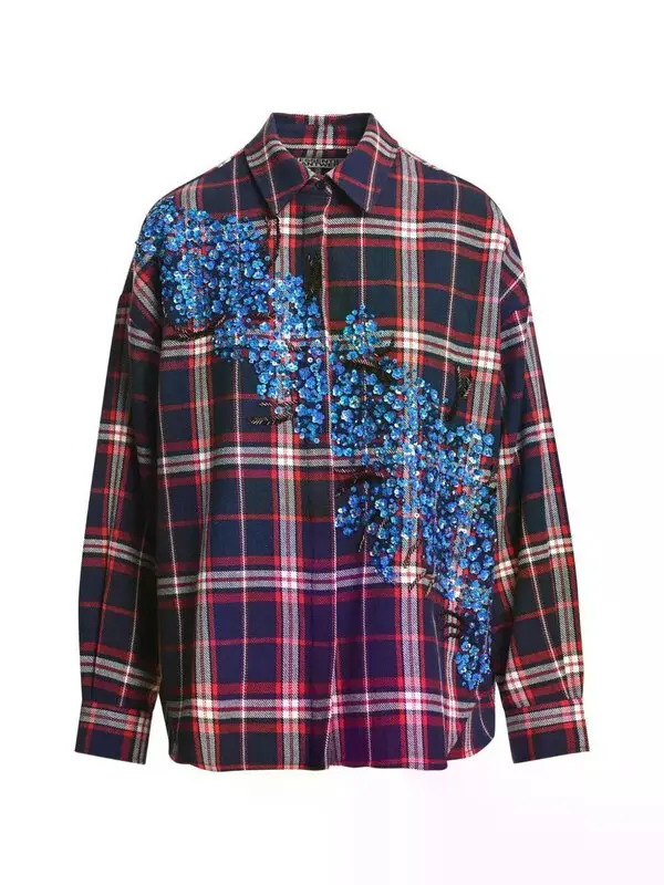 Essentiel Antwerp Kirke Sequin-embellished Checked Shirt - Blue