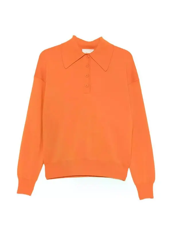 ALEMAIS Logo-patch Button-down Polo Sweater - Orange