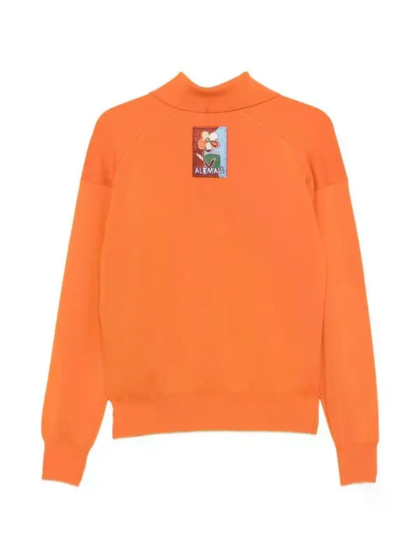 ALEMAIS Logo-patch Button-down Polo Sweater