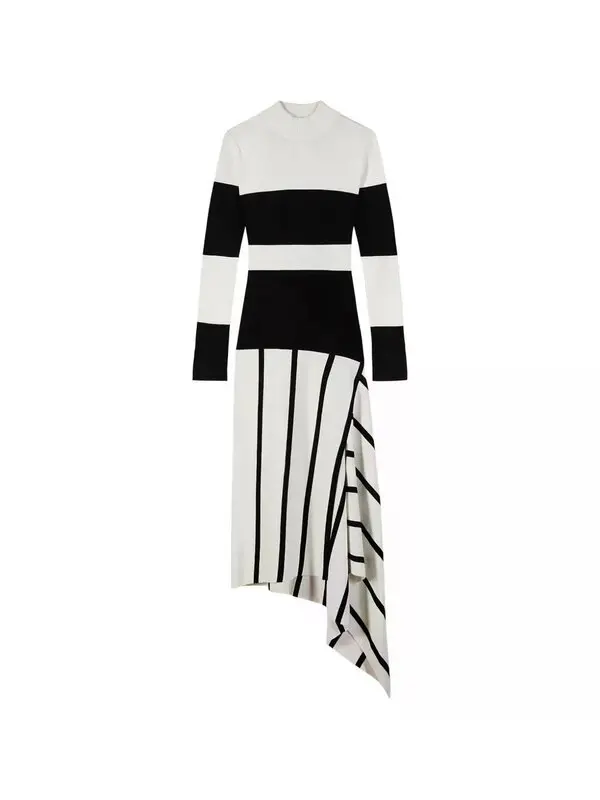 Patrizia Pepe Striped Asymmetric Maxi Dress