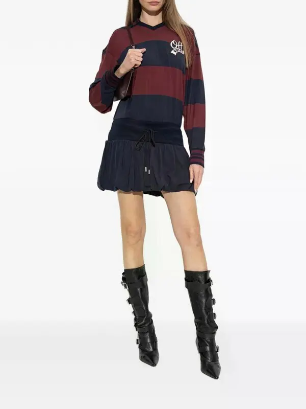 Off-White Striped Logo-patch Mini Dress - Blue