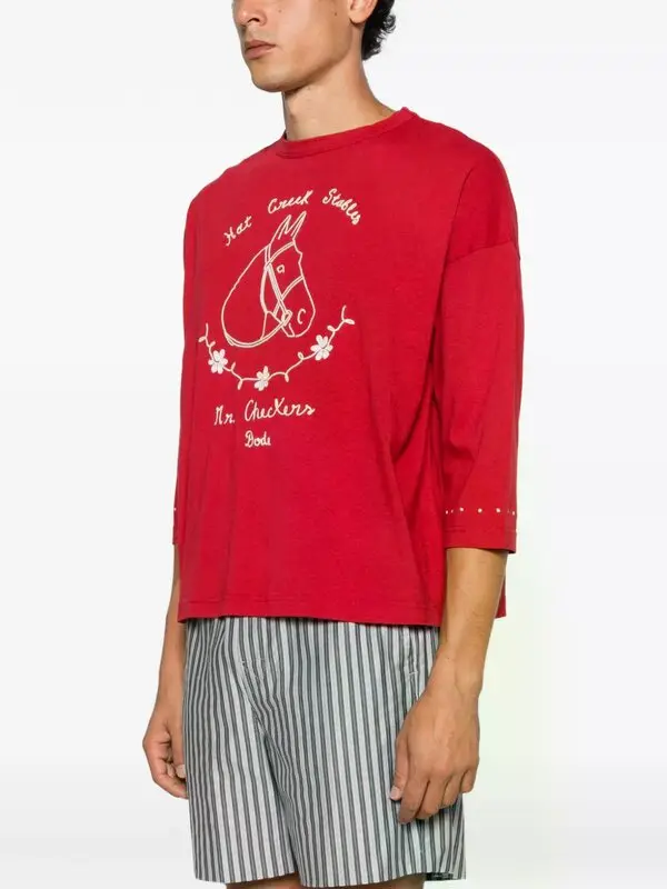 BODE Stables Graphic-print Three-quarter-sleeve T-shirt