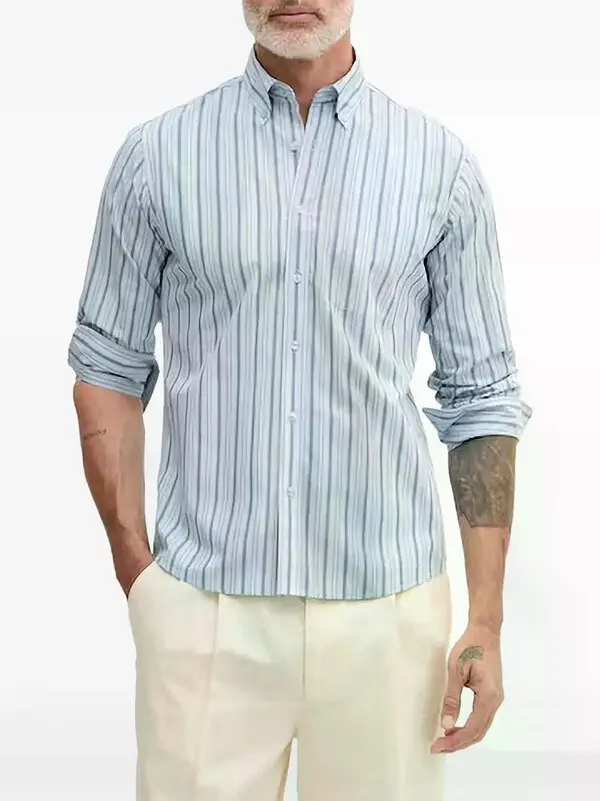 BENETTON Striped Button-down Shirt - Blue