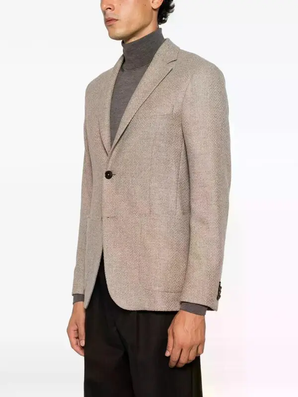 Zegna Herringbone-pattern Wool-blend Jacket - Neutrals