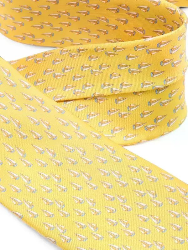 FERRAGAMO Nautical-print Silk Tie - Yellow