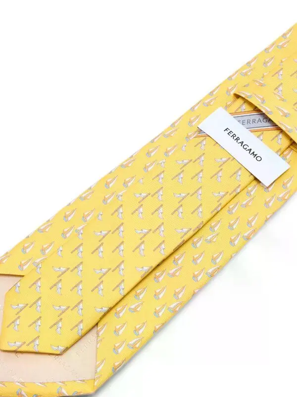 FERRAGAMO Nautical-print Silk Tie - Yellow