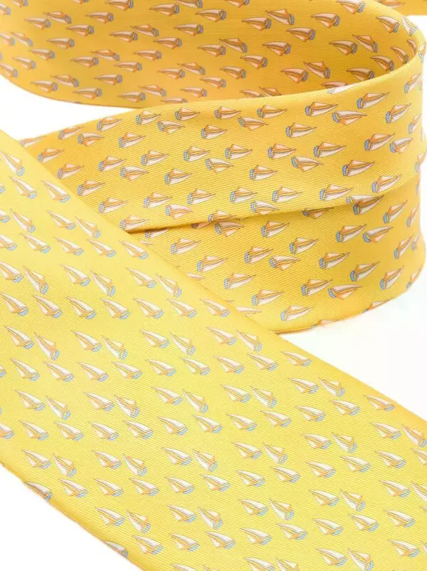 FERRAGAMO Nautical-print Silk Tie - Yellow