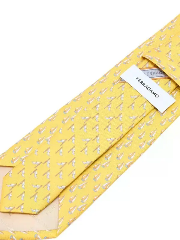FERRAGAMO Nautical-print Silk Tie - Yellow