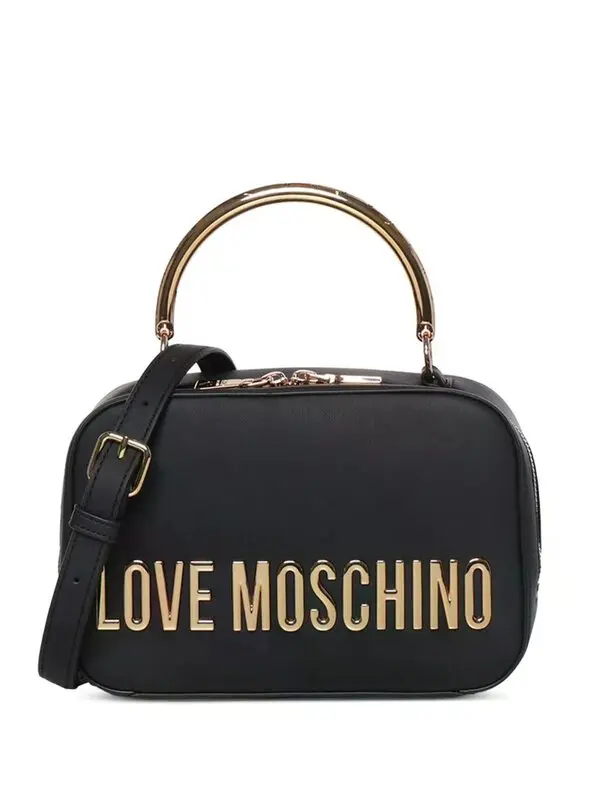 Moschino Logo-lettering Metal-handle Tote Bag - Black