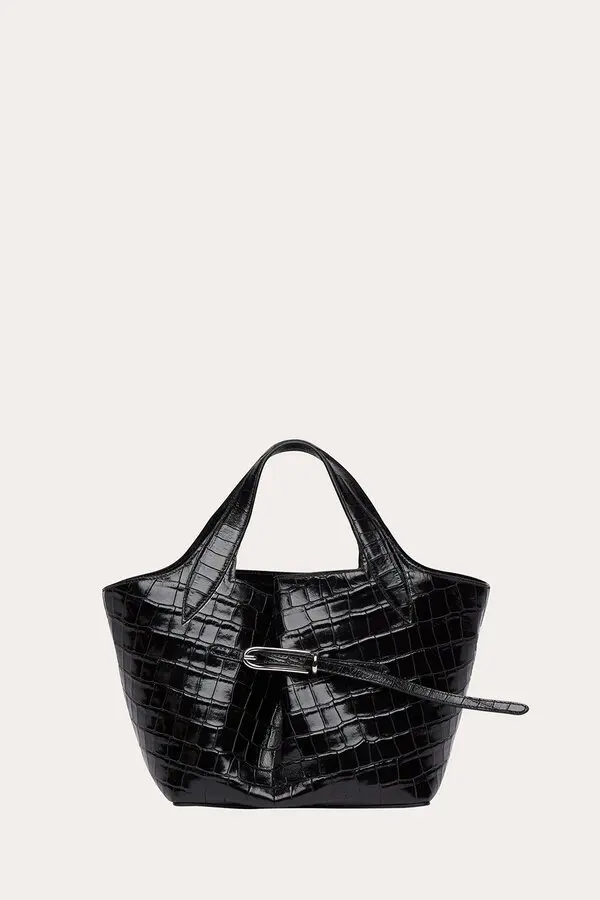 LIFFNER Belted Tote Mini Croc - Black