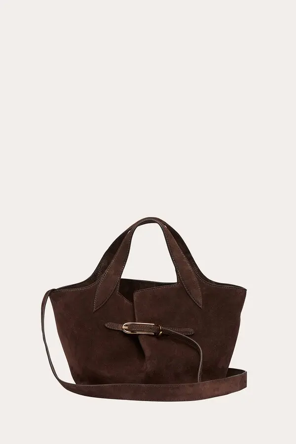 LIFFNER Belted Tote Mini Dark Suede - Brown