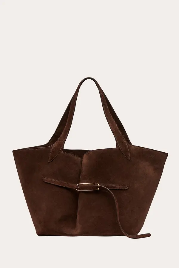 LIFFNER Belted Tote Dark Suede - Brown