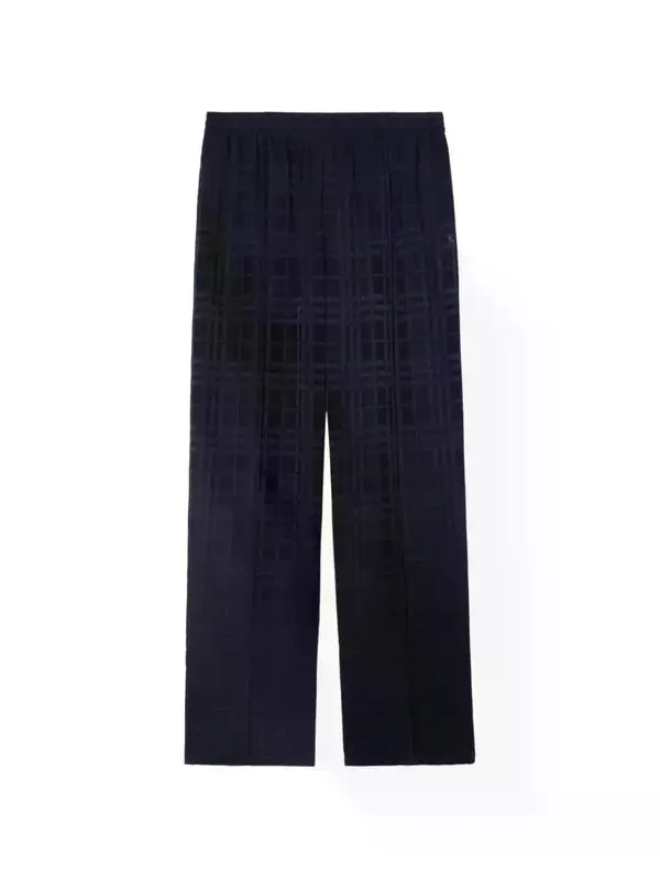 Burberry Check Silk Trousers - Blue
