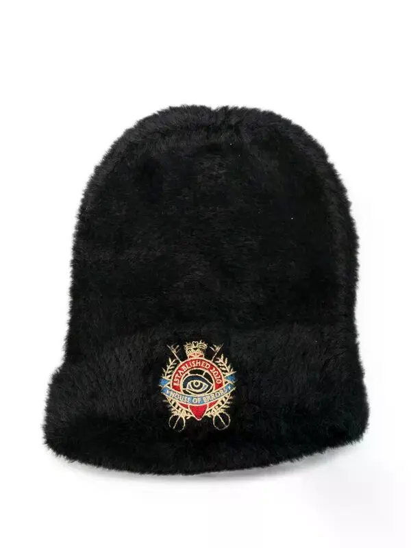 HOUSE OF ERRORS Logo-embroidered Faux-fur Beanie Hat - Black