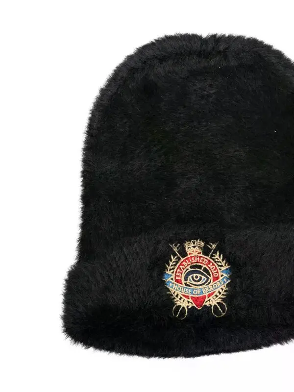 HOUSE OF ERRORS Logo-embroidered Faux-fur Beanie Hat - Black