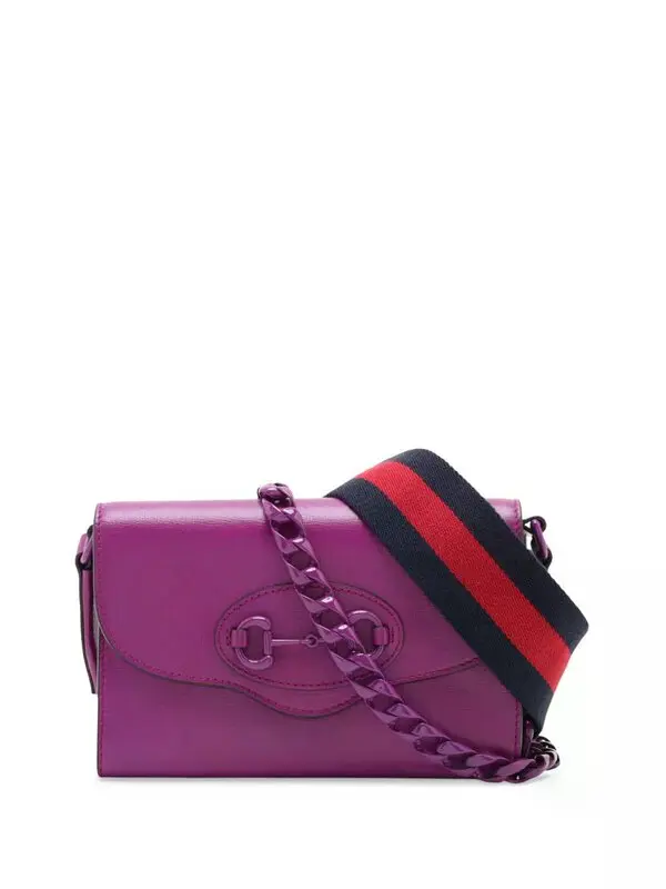 Gucci 2016-2026 Mini Leather Horsebit 1955 Web Crossbody Bag